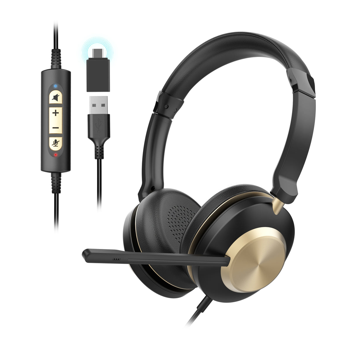 MHP-886 Wired USB Headset With ENC Noise cancelling Microphone ...